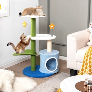 4-Tier Cute Cat Tree ﻿ Multi-level Cat Tower with Cat Scratching Post ...