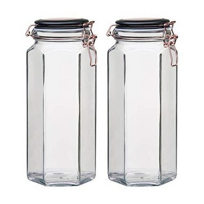 Amici Home Kitchen Supplies Glass Canister Large, Metal Lid, For ...