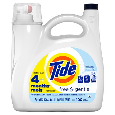 Tide Free & Gentle He Compatible Liquid Laundry Detergent Soap - 132 Fl ...