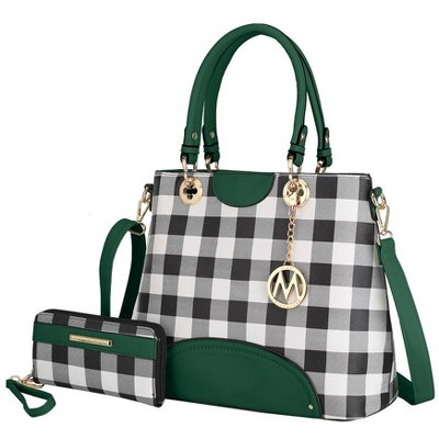 Mkf Collection Gabriella Checkers Handbag With Wallet By Mia K - Green ...