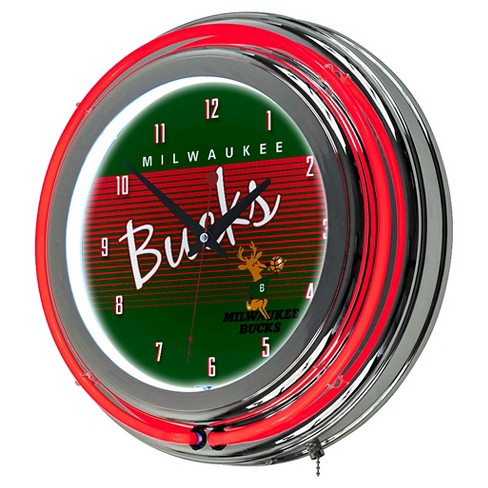 Nba Milwaukee Bucks Team Red Logo Wall Clock : Target