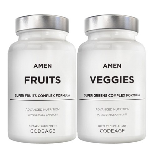 Amen Fruits + Veggies Vitamins Bundle Vegan Multivitamin Capsules Super ...