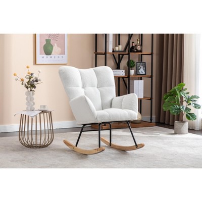 Wooakway Modern Velvet Tufted Upholstered Rocking Chair Reading Chair ...