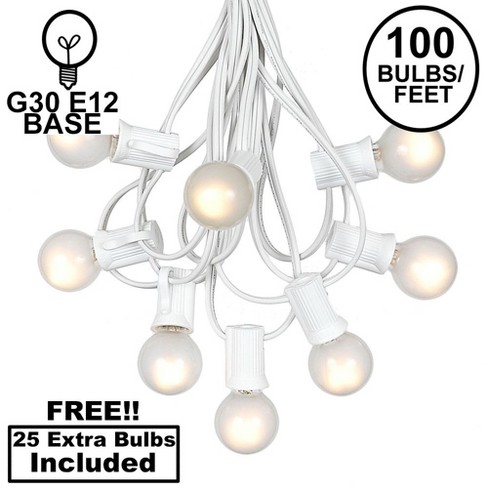 Novelty Lights 100 Feet Frosted White G30 Globe Outdoor Patio String ...
