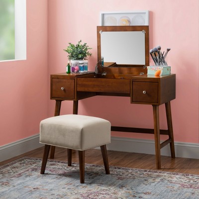 Save $347 • Viola Mid-Century Modern Flip-up Mirror 2 Drawer Vanity and ...