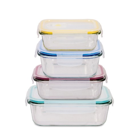 Lexi Home Durable Borosilicate Glass 4-piece Food Storage Container Set ...