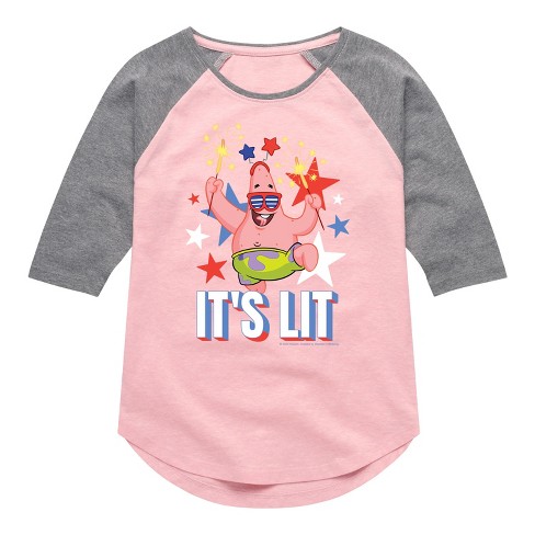 Girls' Spongebob Squarepants Lit Fireworks Patrick - Light Pink/ath Hea ...