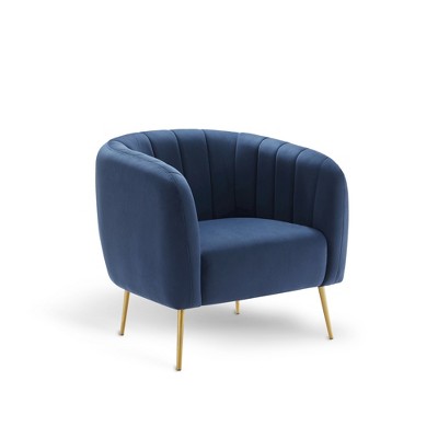 eLuxury Sawyer Channel Living Room Chair, Navy Blue Velvet : Target