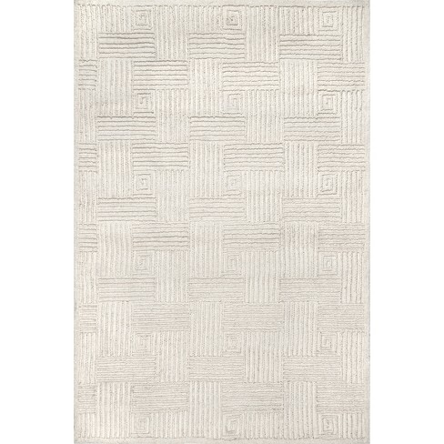 Nuloom Mallory Hand Hooked Wool Geometric High Low Textured Area Rug ...