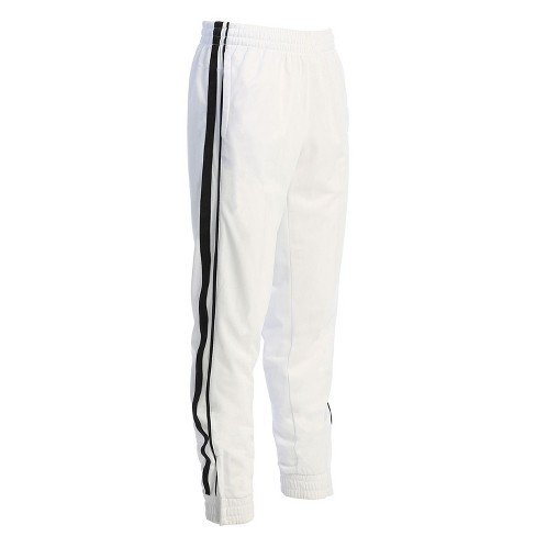 Gioberti Mens Athletic Track Pants With Ribbed Zipper Cuffs, White ...