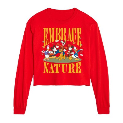 Disney Embrace Nature Cropped Long Sleeve T-Shirt - Red - Medium : Target
