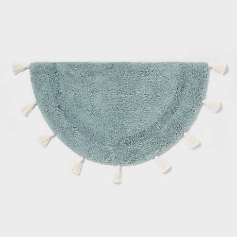 18"x32" Half Moon Bath Rug With Tassels Aqua - Threshold™ : Target