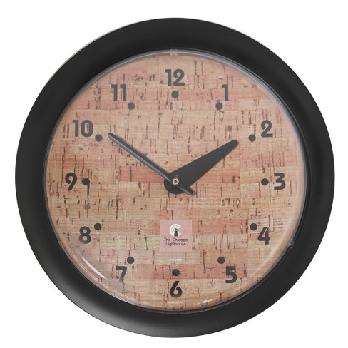 14" X 1.8" Cork Traditional Decorative Wall Clock Black Frame - By ...