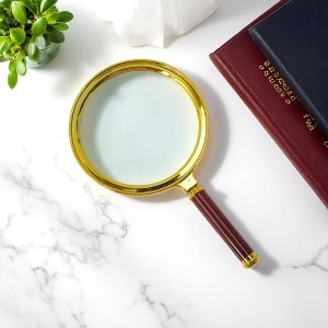 Unique Bargains Magnifying Glass Handheld Magnifier with Wood Grain ...