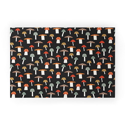 Little Arrow Design Co Mushrooms On Charcoal Welcome Mat - Deny Designs ...