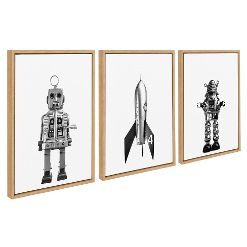 (set Of 3) 18" X 24" Sylvie Space Robot Canvas By Saint And Sailor ...