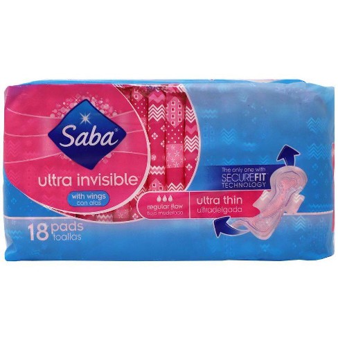 Saba Ultra Invisible Thin Regular Pads - 18ct : Target