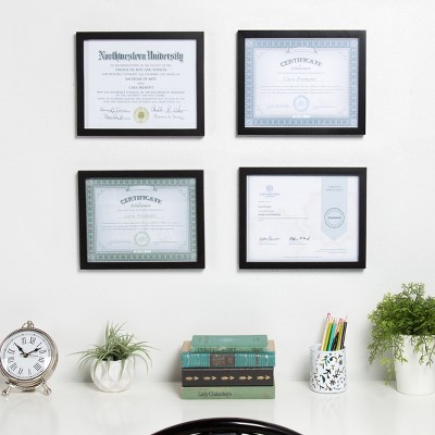 (set Of 4) 8.5" X 11" Gallery Document Frame Black - Designovation : Target