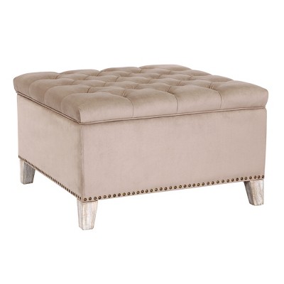 Westintrends Square Velvet Tufted Storage Ottoman For Living Room ...