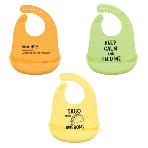 Hudson Baby Unisex Baby Silicone Bibs, Yellow Hangry, One Size : Target