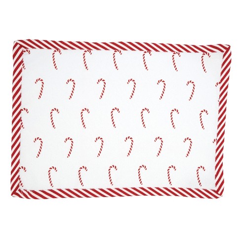 Saro Lifestyle Candy Cane Placemat, 14"x20" Oblong, Red (set Of 4) : Target