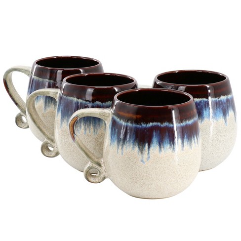 Meritage Lexington 4 Piece 20 Ounce Stoneware Two Tone Mug Set In Dark ...