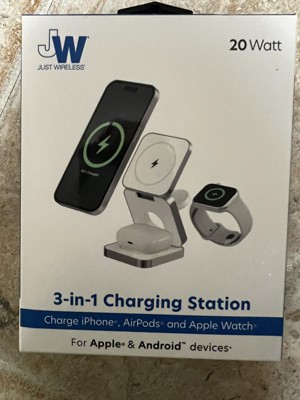 Just Wireless 3-in-1 Magnetic Collapsible Wireless Charger - White : Target