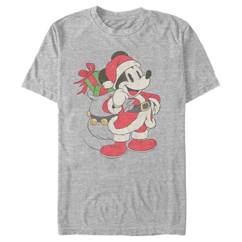 Men's Mickey & Friends Santa Mouse T-shirt - Athletic Heather - Small ...