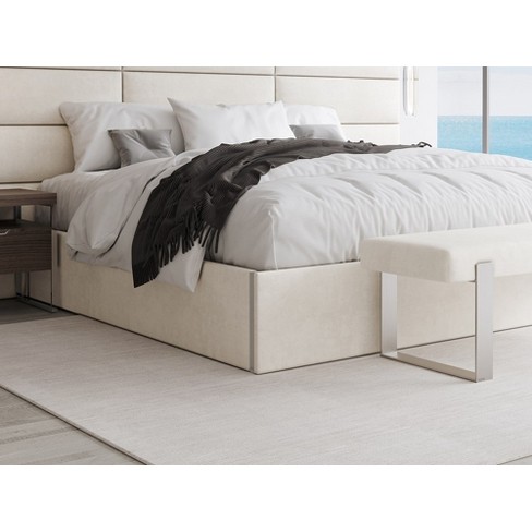 Vant Upholstered Platform Bed King Size Micro Suede Neutral Sand Easy Assembly Bed Frame Sleek Modern Design For Any Bedroom Target