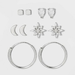 Sterling Silver Duo Click In Hoop Earring Set - Silver : Target