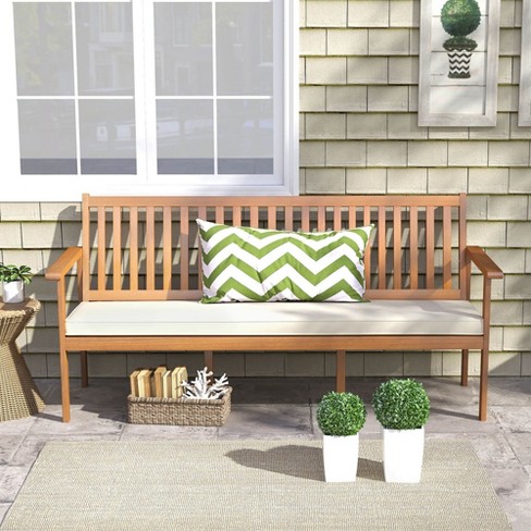 Costway Outdoor 3-seat Wood Bench 64 Inches Extra Long Acacia Chair ...