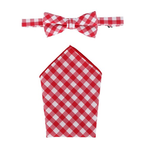 Ctm Men's Cotton Checkered Bow Tie And Handkerchief Set : Target