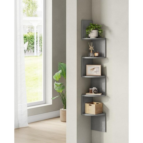 Vasagle Corner Shelf Wall Mount, 5-tier Floating Corner Bookshelf ...