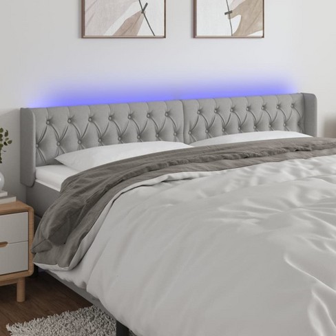 Vidaxl Modern Led Headboard In Light Gray Fabric, King-sized Solid ...