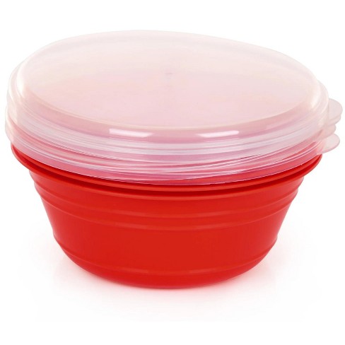 Mintra Home - Plastic Bowls With Covers 4 Pack (red) : Target