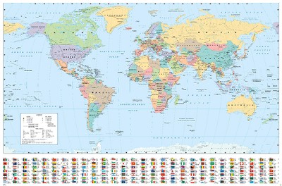 Trends International World Map 2023 Framed Wall Poster Prints : Target