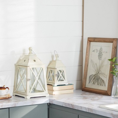 Save 76% • Set of 2 Trapezoid Wood/Glass Candle Holders White - Olivia ...