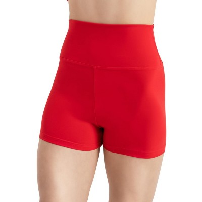 Capezio Red Women's Team Basics High Waisted Shorts, Large : Target