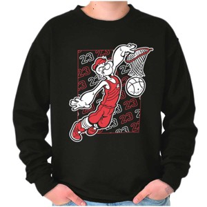 Popeye Basketball Dunk Cartoon Men's Crewneck Sweatshirt Licensed ...