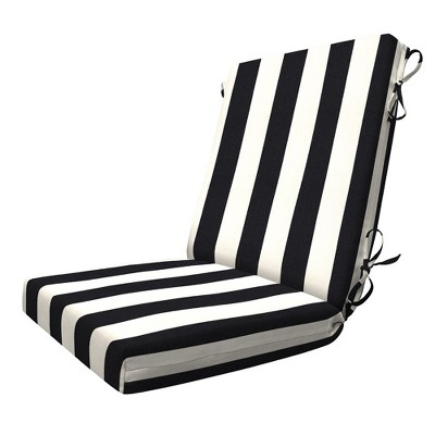 Honeycomb Outdoor Chaise Lounge Cushion - Cabana Stripe Black & Ivory ...