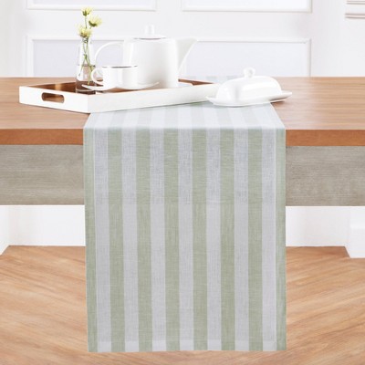 Solino Home Stripe Linen Sage And White Table Runner For Valentine's ...