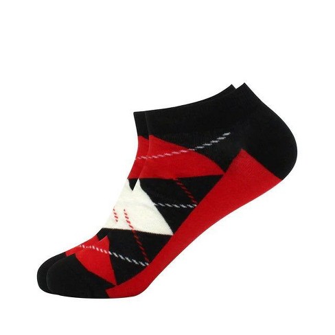 Black And Red Argyle Ankle Socks (men's Sizes, Adult Large) From The ...