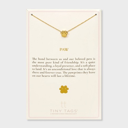 Tiny Tags 14k Gold Ion Plated Paw Chain Necklace - Gold : Target