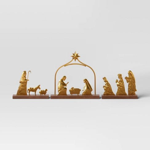 3pc Metal Christmas Nativity Scene Figurine Set - Wondershop™ Gold : Target