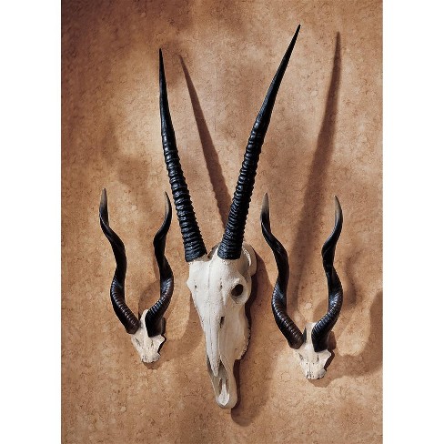 Design Toscano African Wall Trophies: Set Of One Gemsbok And Two Kudu ...