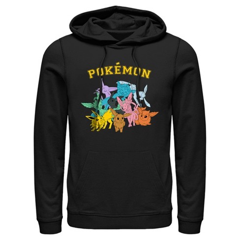 Men's Pokemon Eeveelutions Pull Over Hoodie - Black - Large : Target