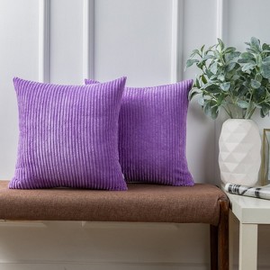 Phantoscope Soft Corduroy Striped Velvet Square Decorative Throw Pillow ...
