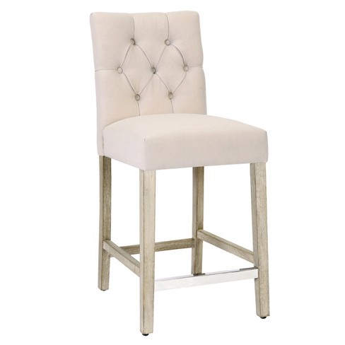 Westintrends 29" Linen Fabric Tufted Bar Stool (set Of 2) : Target