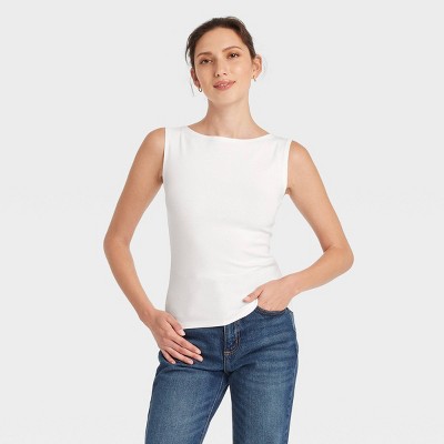Women's Fitted Tank Top - Universal Thread™ White S : Target