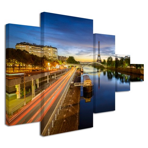 Trademark Fine Art -mathieu Rivrin 'blue Hour In Paris' Multi Panel Art ...